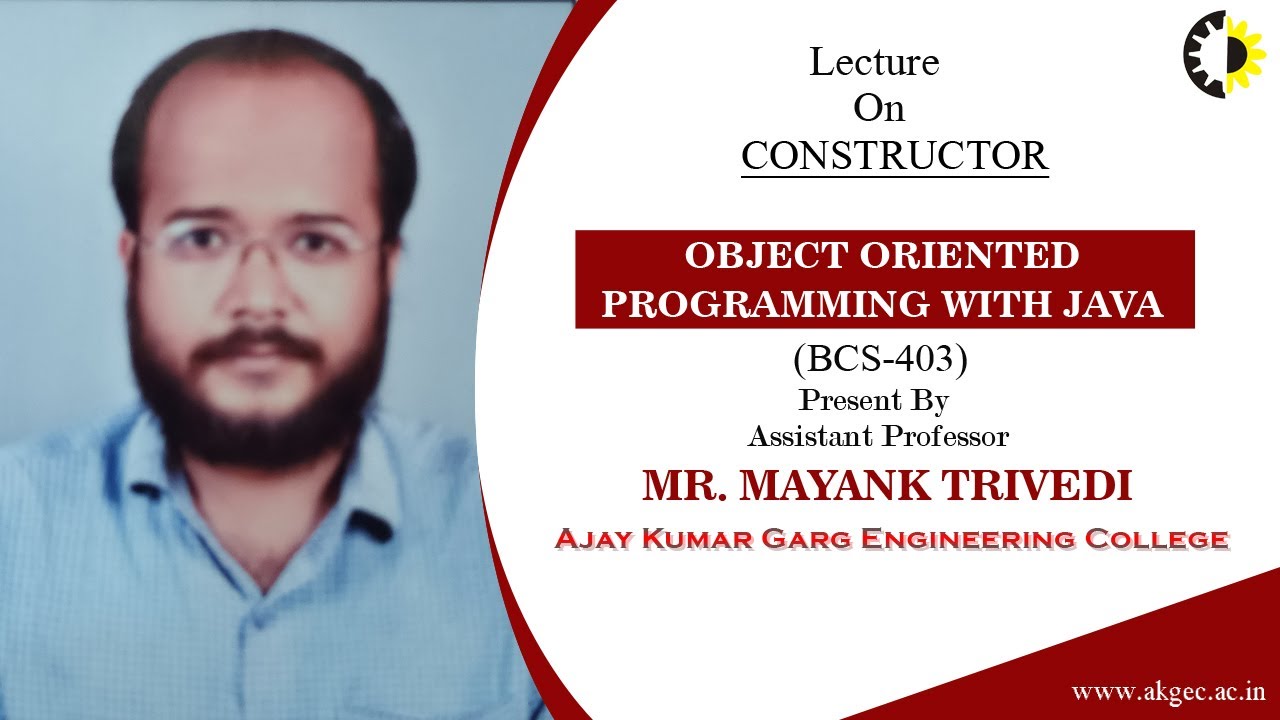 Constructor Object Oriented Programming With Java Lecture 04 By