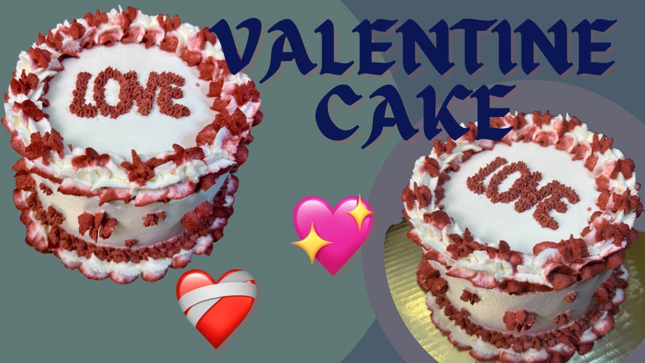 1 color simple but complex, valentine whipped cream cake decorating 💖 ...
