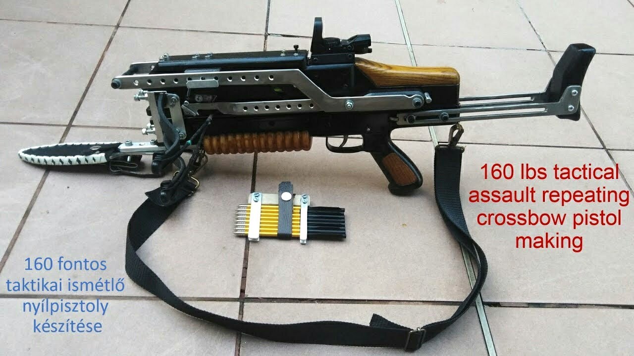 160 lbs tactical assault repeating crossbow pistol making - YouTube