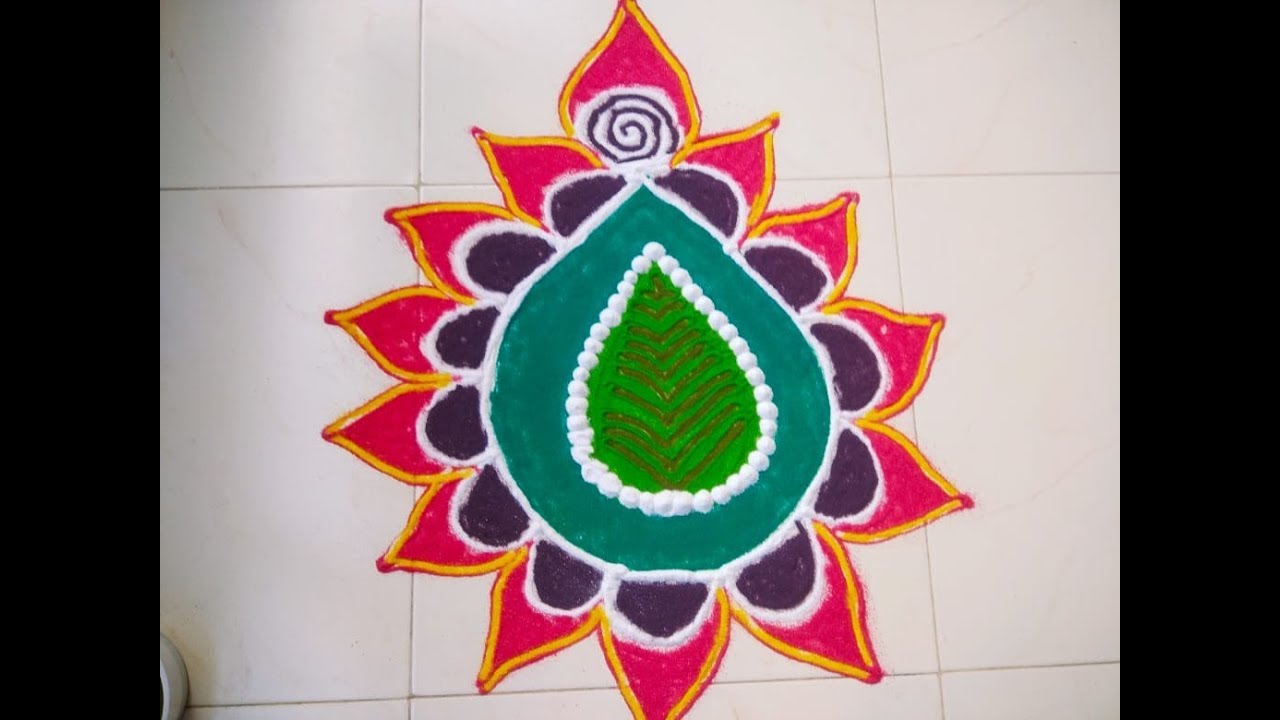 Maker sankranti colourful pan Rangoli design - YouTube