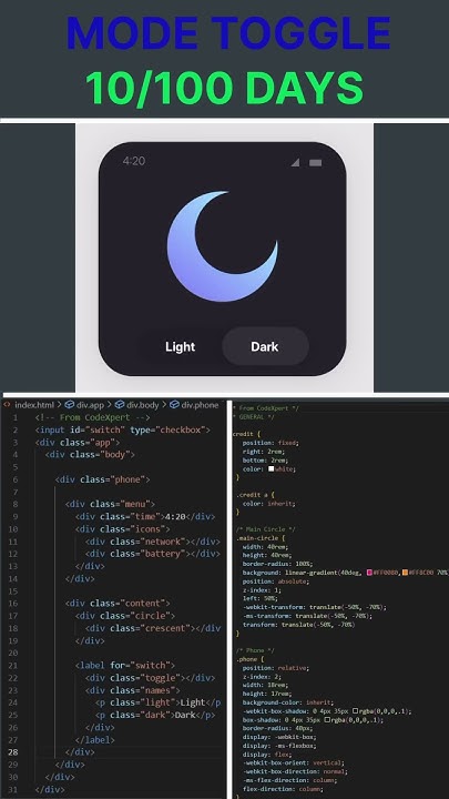 Mode Toggle | html & css | #coding #100daysofcodingchallenge #programming #software - YouTube