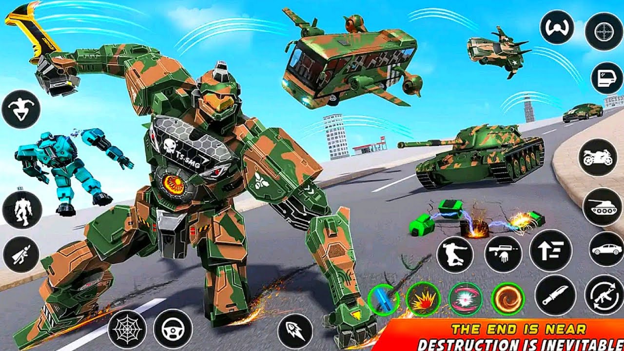 Army Bus Car Jet Robot Transformers City Battle - Android Gameplay ...