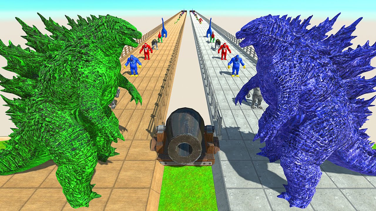 BLUE GODZILLA VS GREEN GODZILLA DEATH RUN - Animal Revolt Battle ...