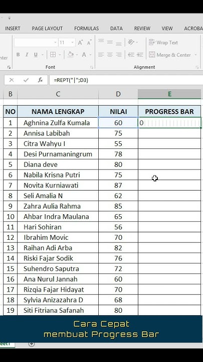 Cara Cepat Membuat Progress Bar Pada Excel - YouTube