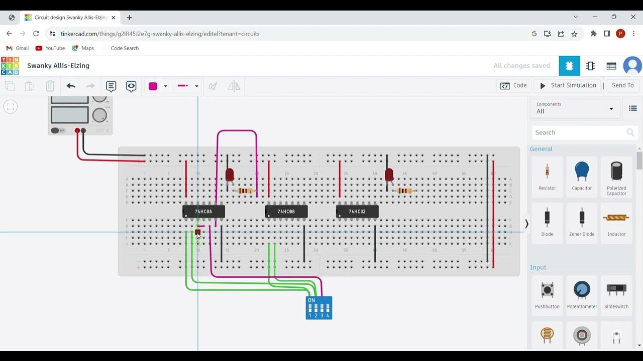 FULL ADDER USING TINKERCAD || ENGINEERING || DIGITAL ELECTRONCS ...