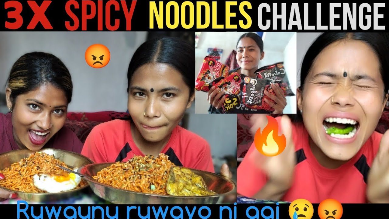 3x SPICY 🥵 NOODLES CHALLENGE || Kasam 3x SPICY LE Ruwaunu ruwayo 😭🥵 ...
