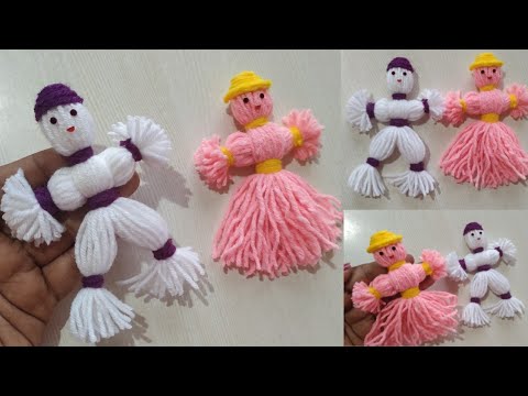 Cute dolls with Woll## DIY Easy Craft##How to make beautiful woolen ...