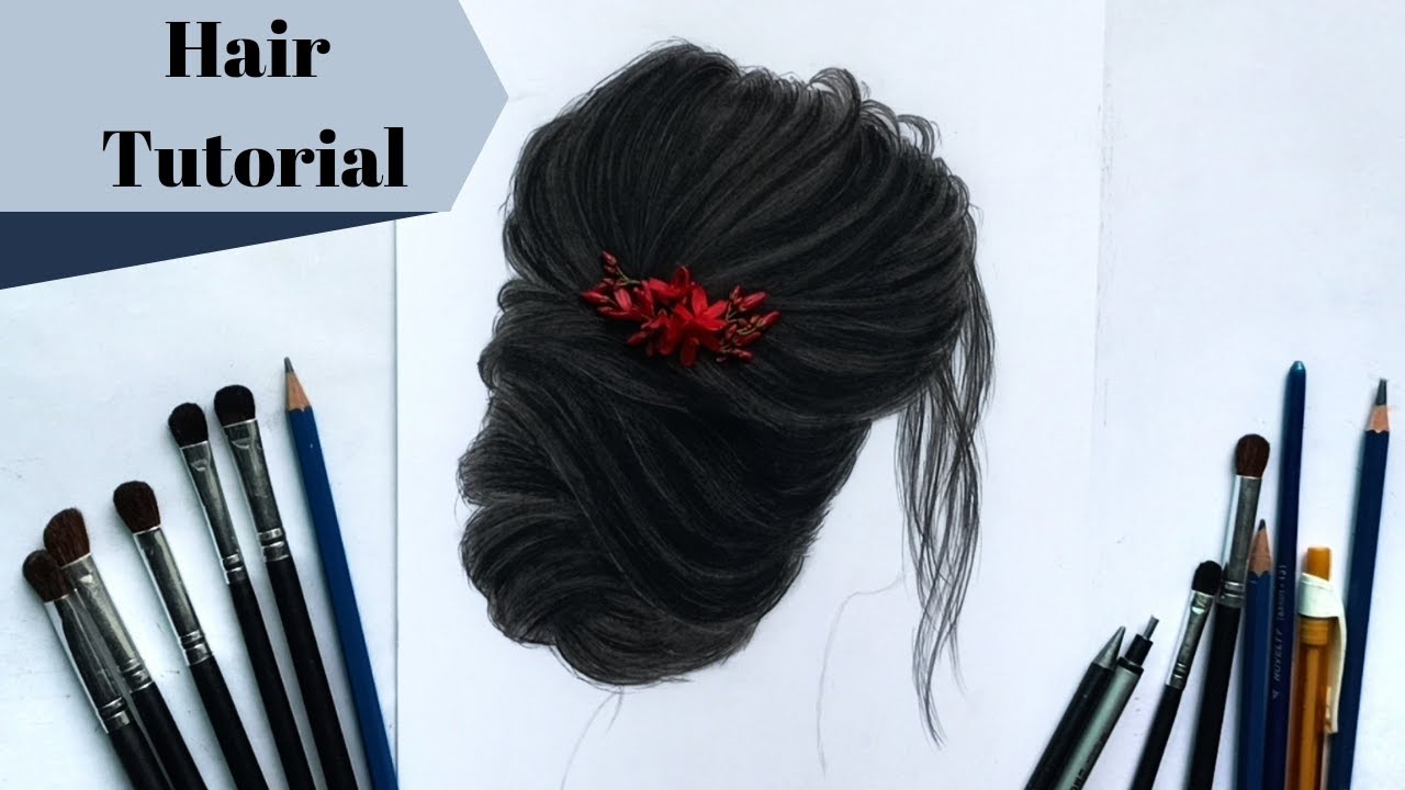 How | Draw Realistic hair | tutorial for beginners - YouTube