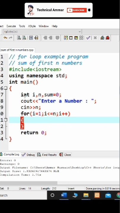 #55 C++ Program Find Sum of First N Numbers using Loop | C++ Programming #shorts #Loop # ...
