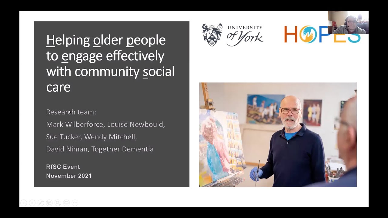 NIHR RDS Research for Social Care (RfSC) event - Dr Mark Wilberforce ...