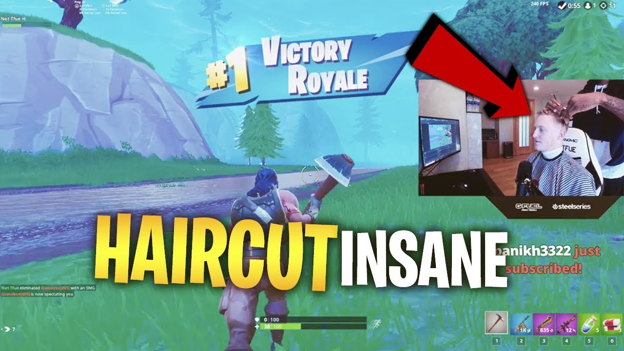 Tfue Wins a Fortnite Game While Getting Haircut Live With 100k Viewers ...