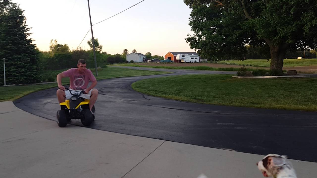 Big guy on a little quad - YouTube