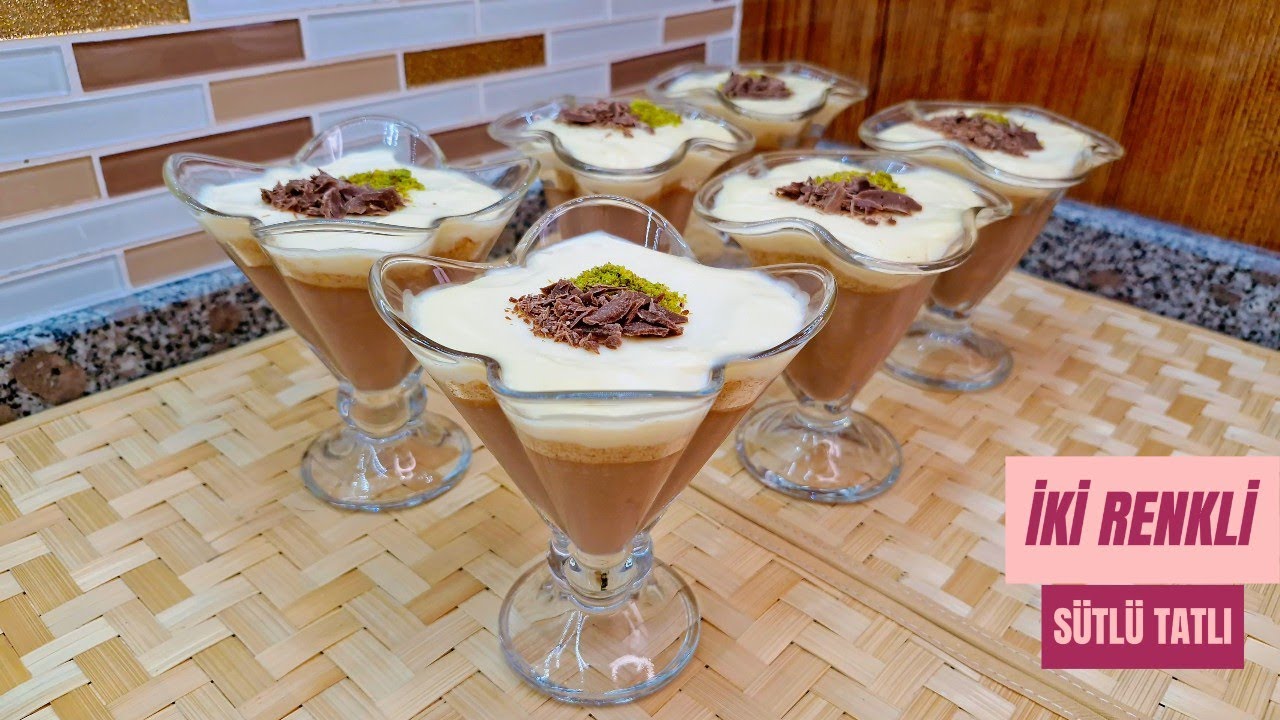 TAM BİR YAZ TATLISI 💯 İKİ RENKLİ KOLAY TATLI TARİFİ | Sütlü Tatlı ...