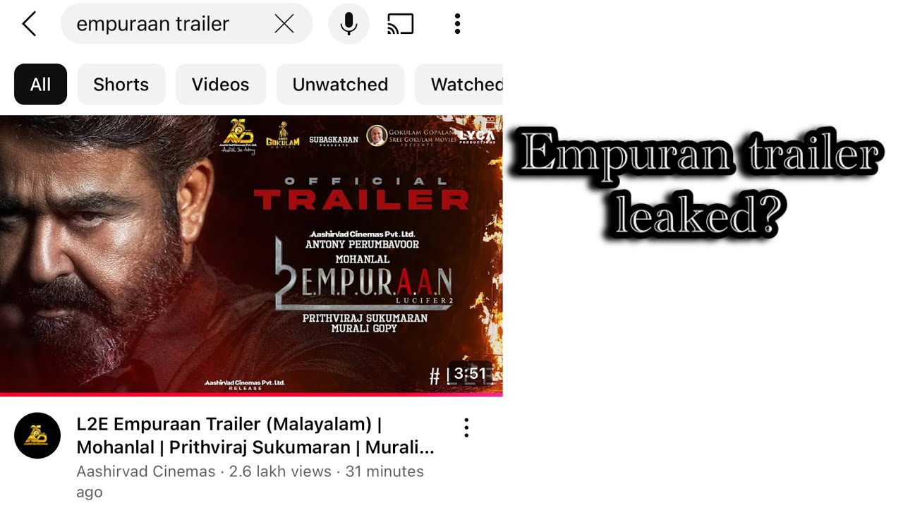 Empuran trailer released L2E|empuran trailer issue|empuram trailer date ...