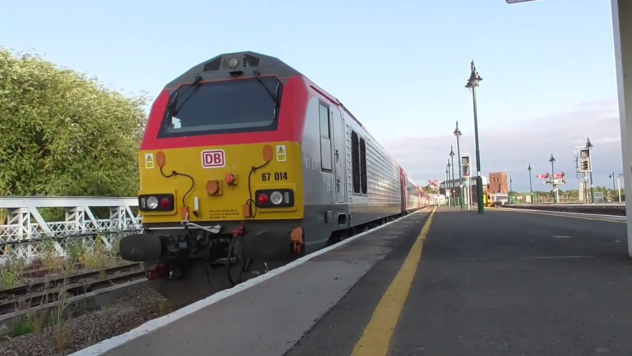 Class 67 Mk4 DVT Set 82216 67014 Departs Shrewsbury with Mega Tones ...