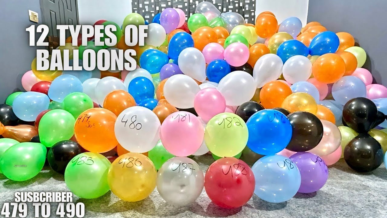 Popping 12 Colors Balloons Total of 600!|Blowing Up Big Collection Of ...