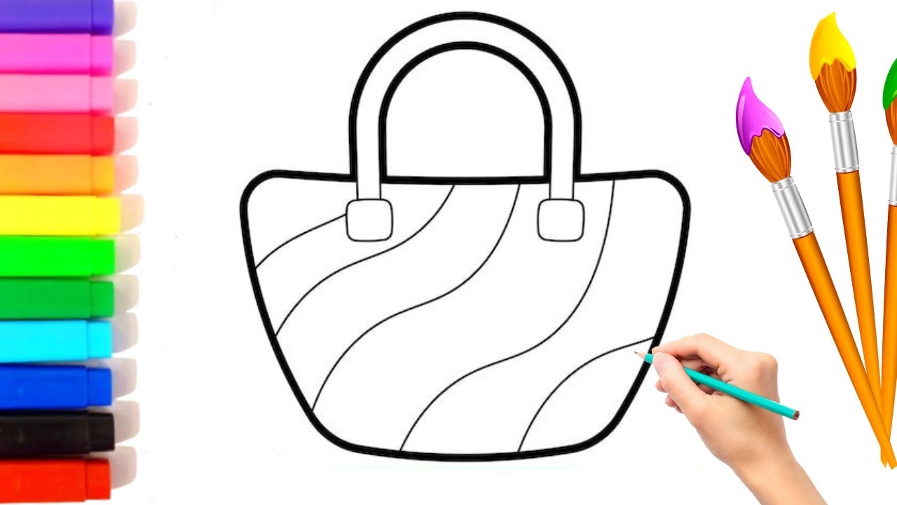 How to Draw a Handbag - Cute & Easy Handbag Drawing Tutorial for Kids ...