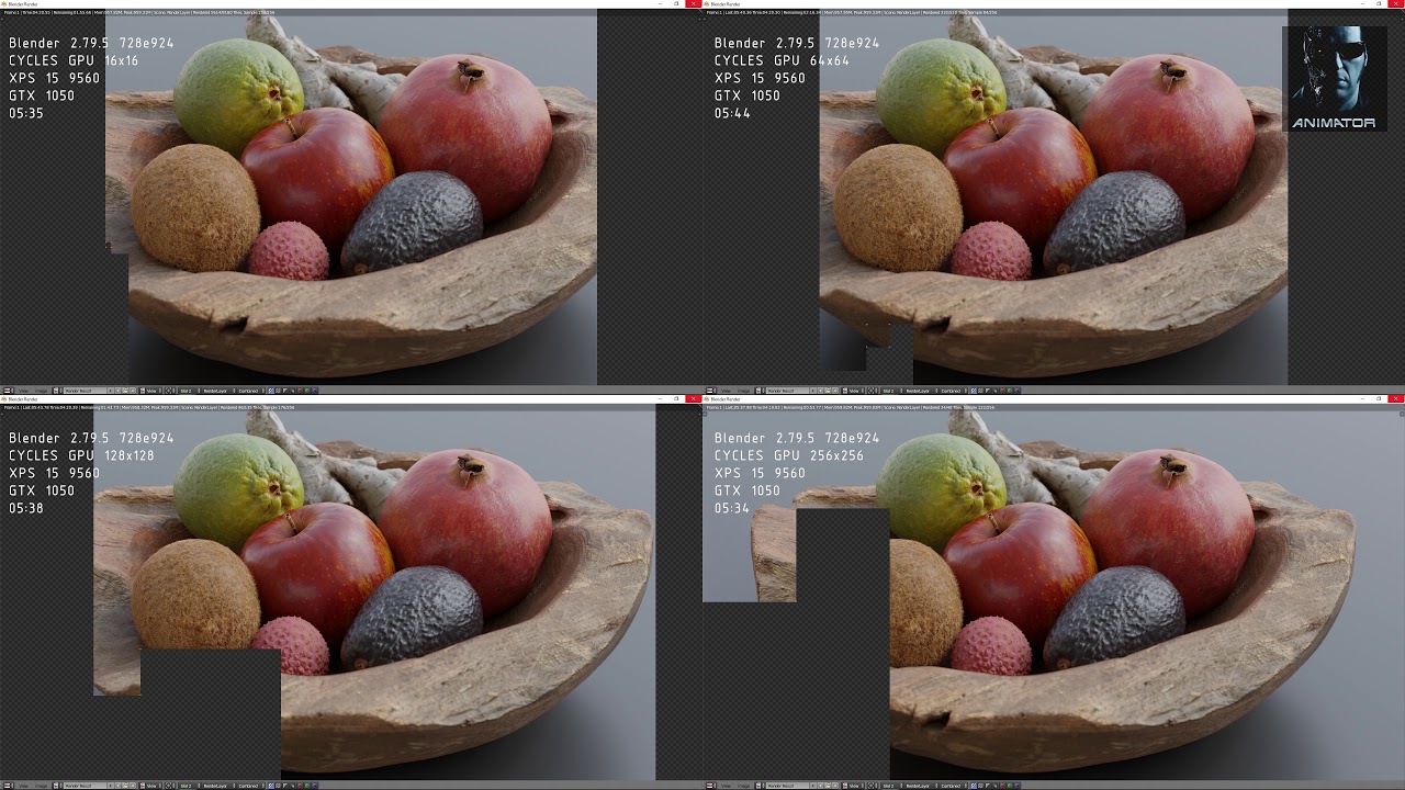 Blender 2.79.5 Cycles GPU Render Comparison with different Tiles (4K ...