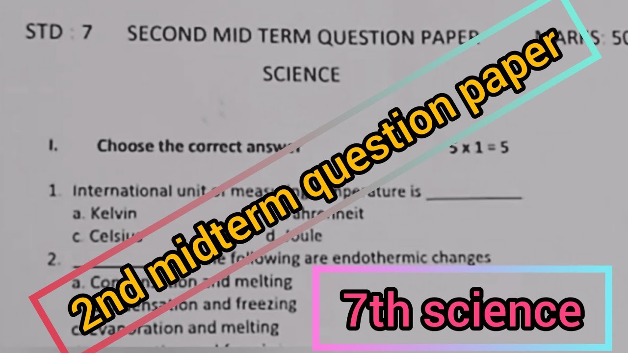7th std science 2nd midterm model question paper 2022 || term 2 - YouTube