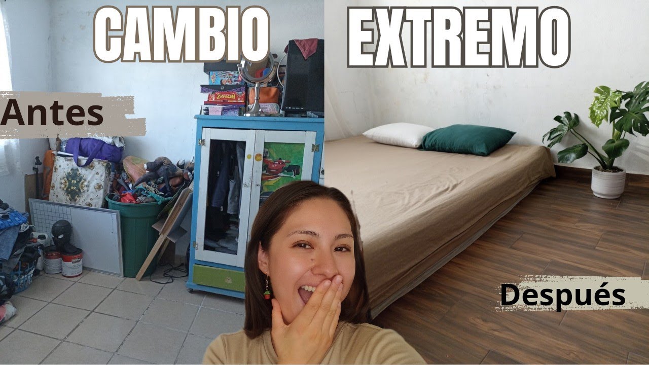 TRANSFORMACIÓN de cuarto de tiliches a recama🤎/Adiós azulejo feo ...