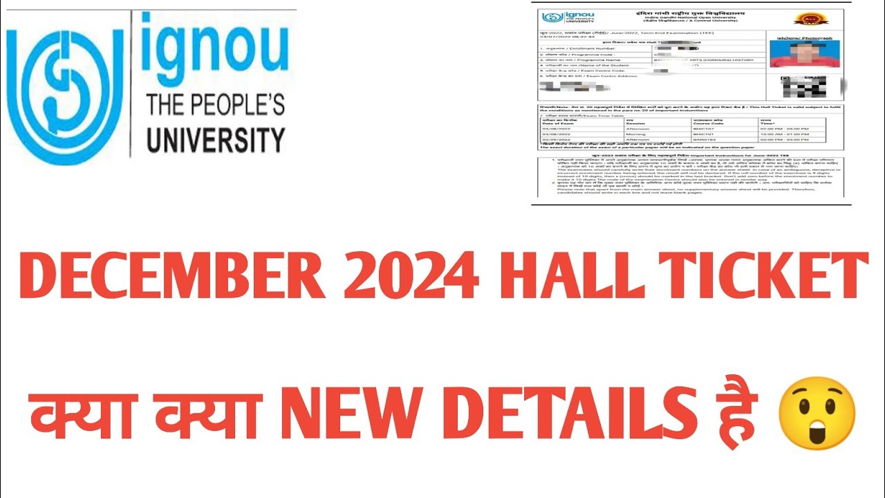 IGNOU HALL TICKET ADMIT CARD FOR DECEMBER 2024 EXAMS - YouTube