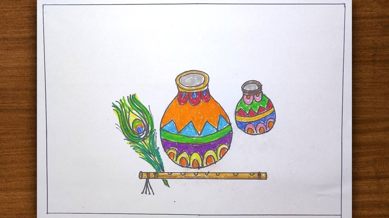 Janmashtami Matki Drawing /Janmashtami Drawing Very Easy For Begginers ...