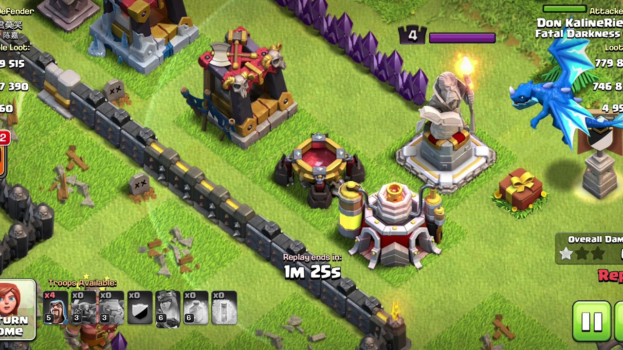 800k Raid COC | Wiz.Gol.Pek Comp | Power of Lightning Dragon Max Level ...