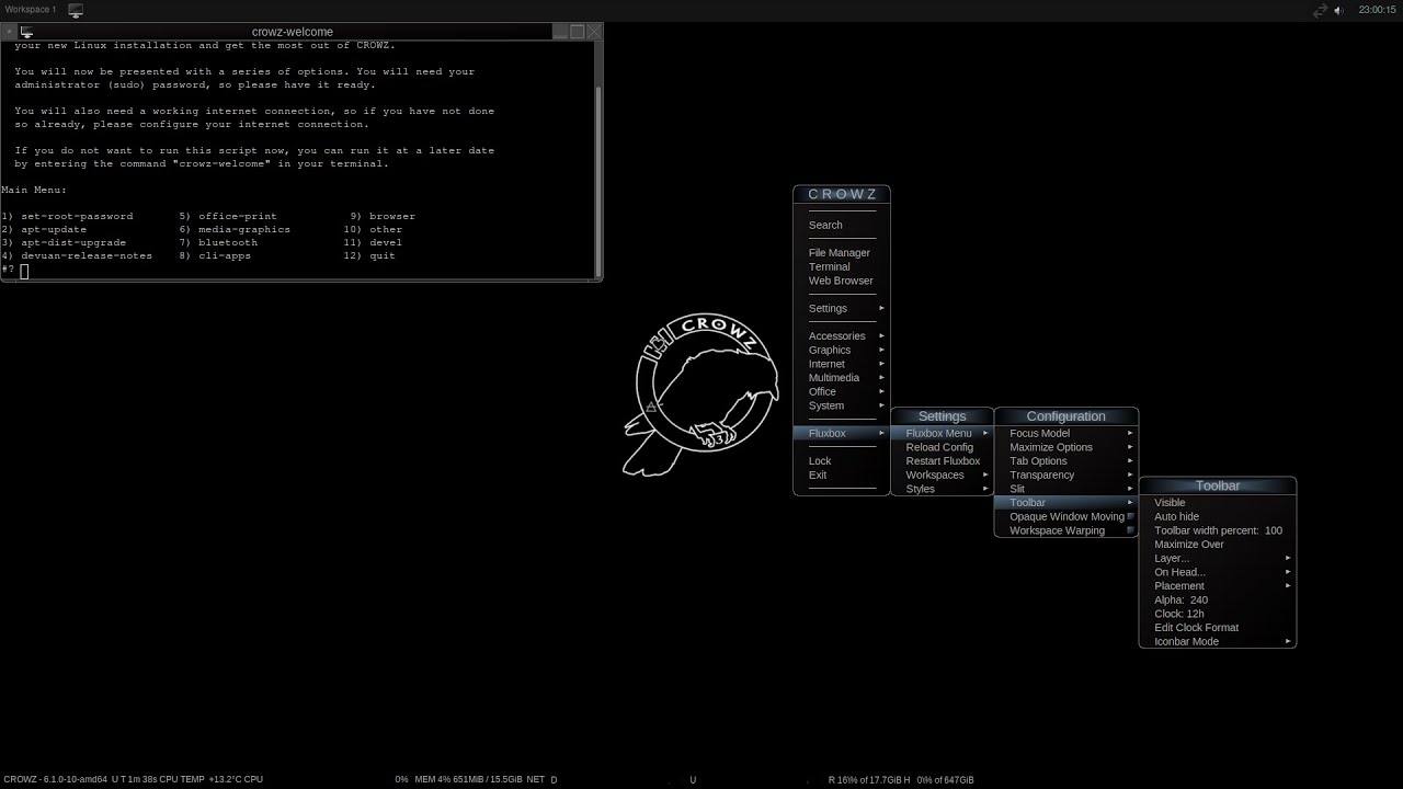 Crowz Linux Os No Systemd Base Devuan Youtube