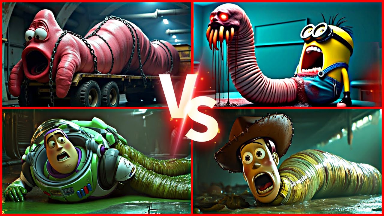 PATRICK WORM 🆚️ MINION WORM WOODY WORM 🆚️ LIGHTYEAR WORM |TILES HOP ...