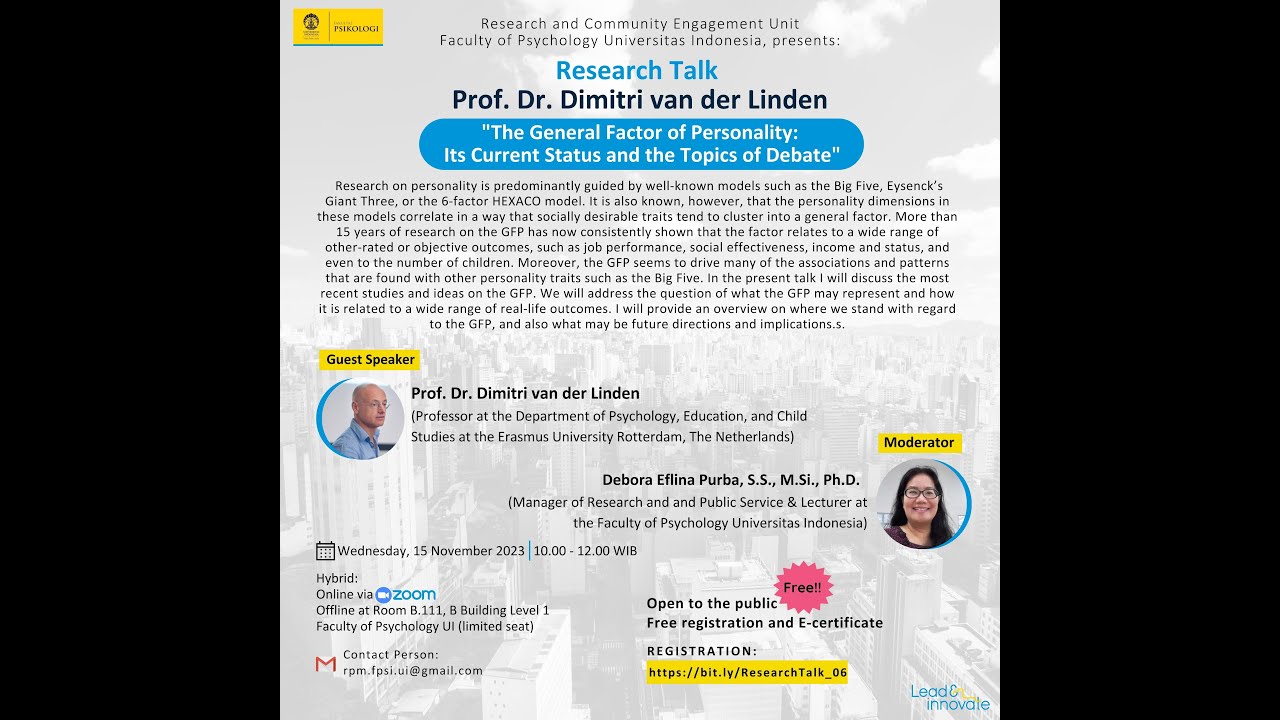 Research Talk with Prof. Dr. Dimitri van der Linden - YouTube