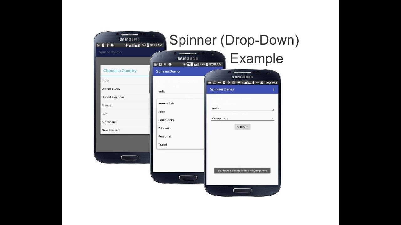 Android Studio Tutorial - Working with Spinner - YouTube