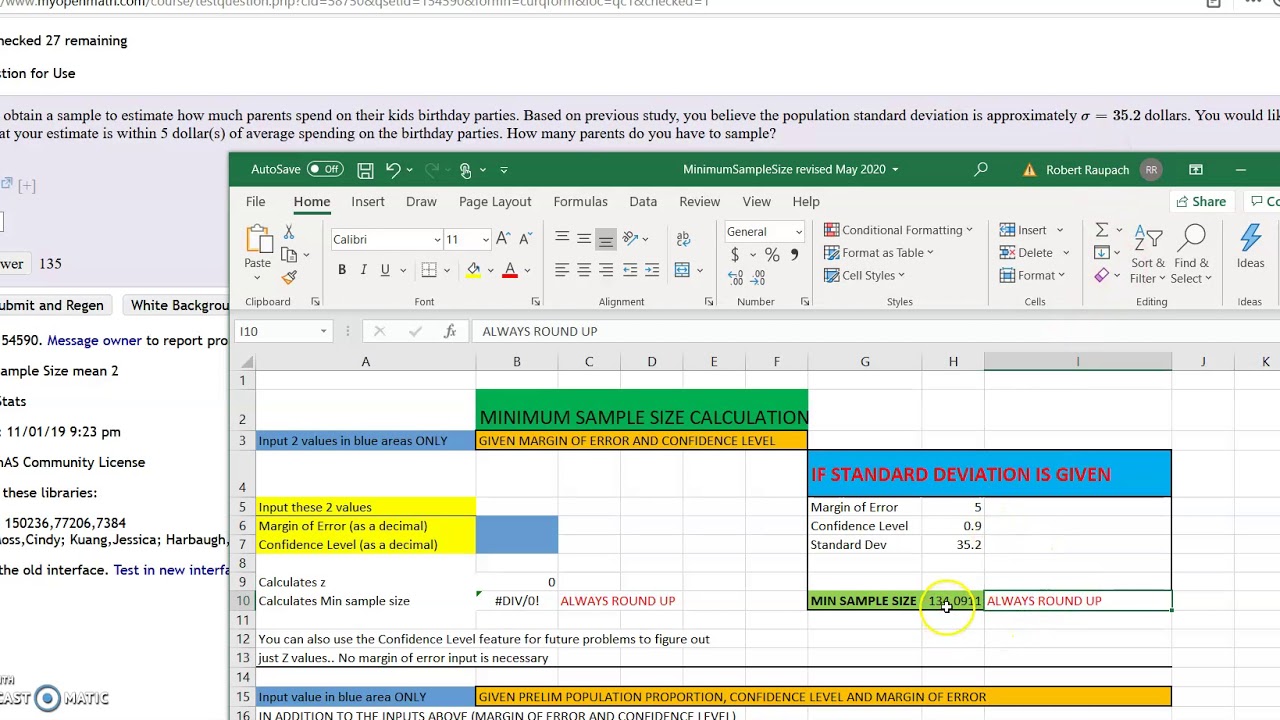 Min Sample Size Excel YouTube Min Sample Size Excel YouTube