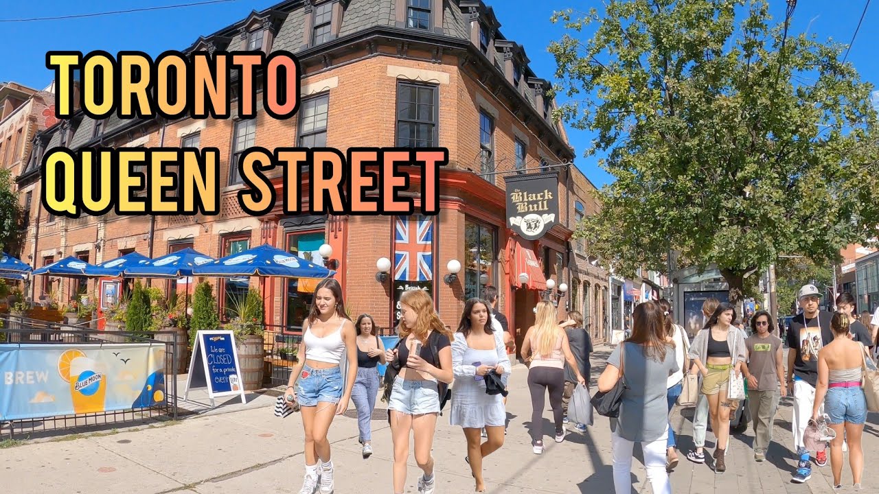 Toronto Saturday Queen Street Downtown walking Tour Canada 4K - YouTube