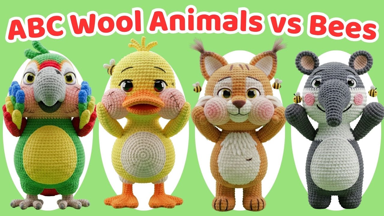 ABC Wool Animals & Beehive Fun 🐝🧶 Animals Poke Hives & Run into Water 😂 ...