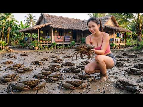 Harvesting a Massive Amount of Big Crabs: Farm Cooking - Building a Resort | Thương - Bushcraft