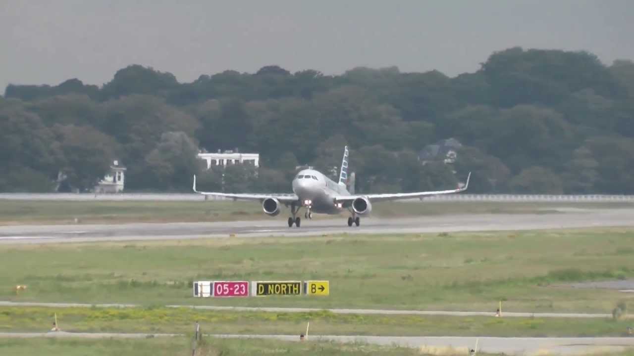 American Airlines A319 Sharklets first flight takeoff Hamburg ...