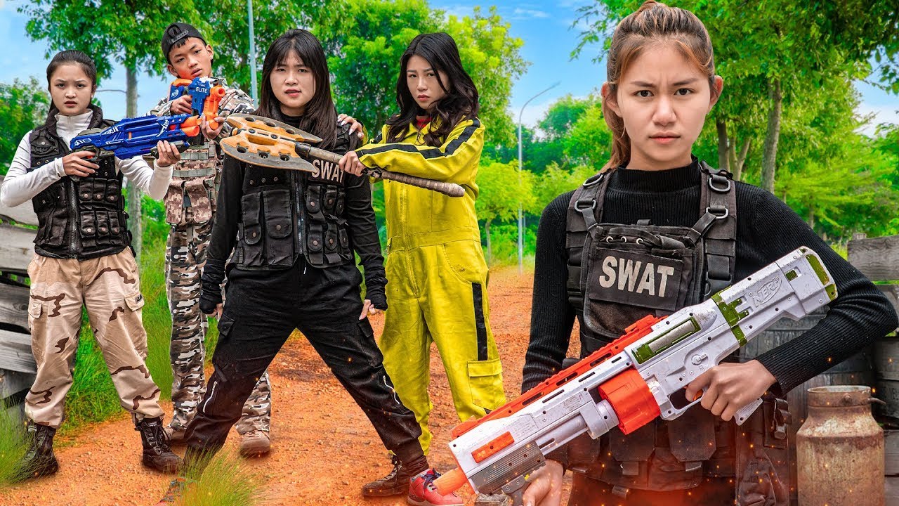 Xgirl Nerf Films Woman SWAT sniper rifle Battle Warriors | Action SEAL X Nerf Guns Wild house ...