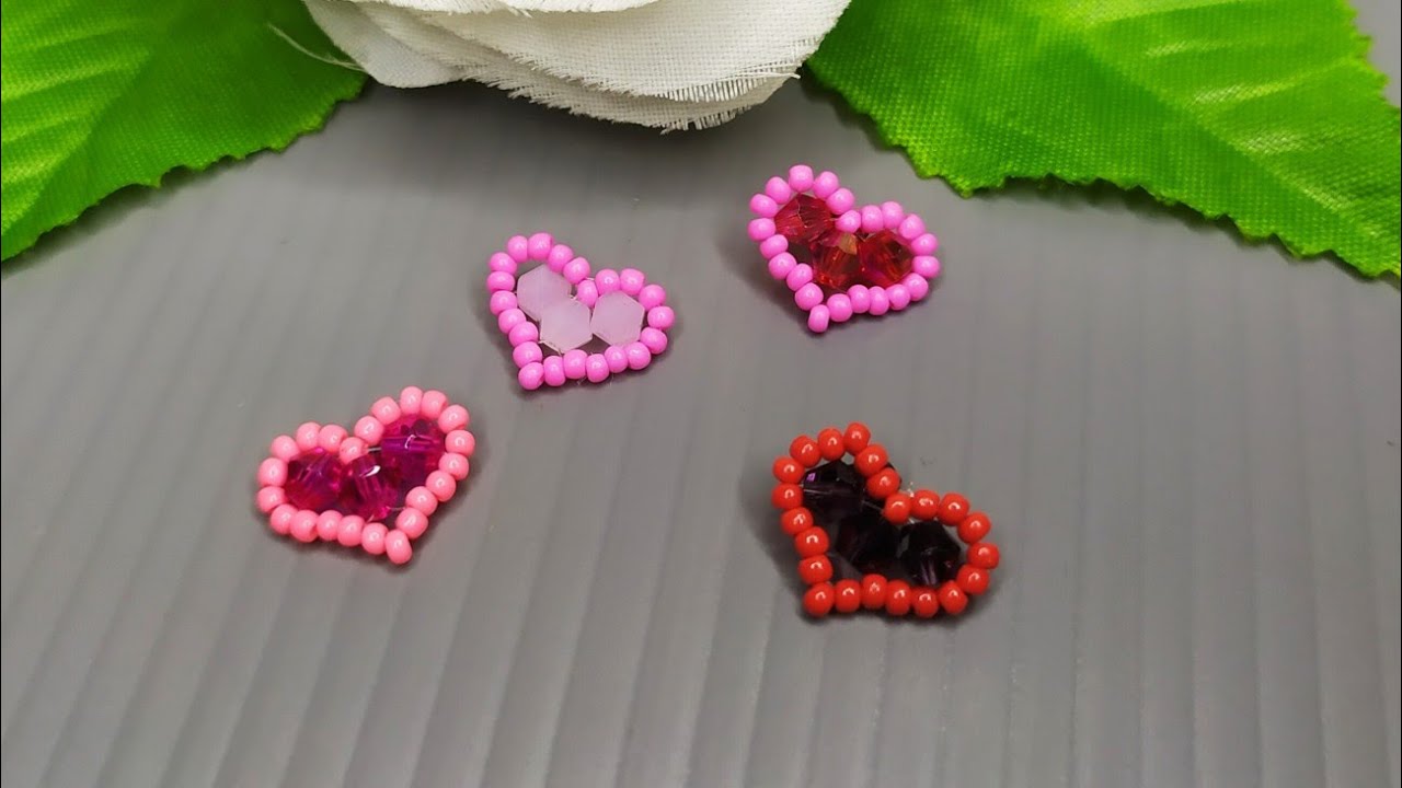how to make a heart using beads || DIY heart shape beads - YouTube
