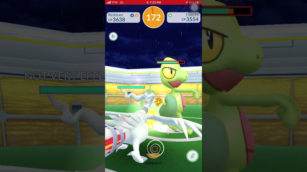Pokemon Go - Tier 1 Treecko Raid solo w/ lv 39 - Treecko vs Reshiram ...