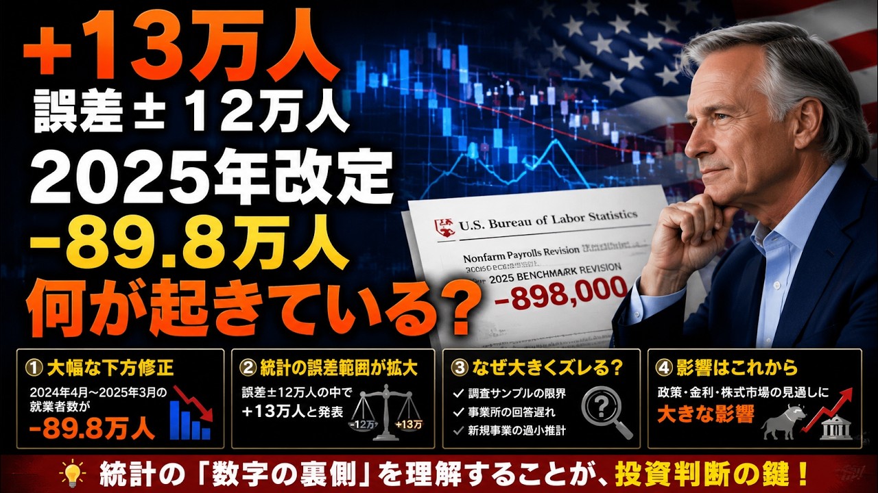 【検証】雇用統計+13万人の裏側｜改定と誤差から学ぶ正しい読み方｜業種構造から読む本当の姿 - YouTube