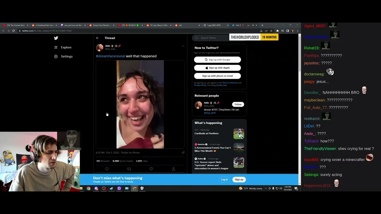 xQc reacts to Dream face reveal memes - YouTube