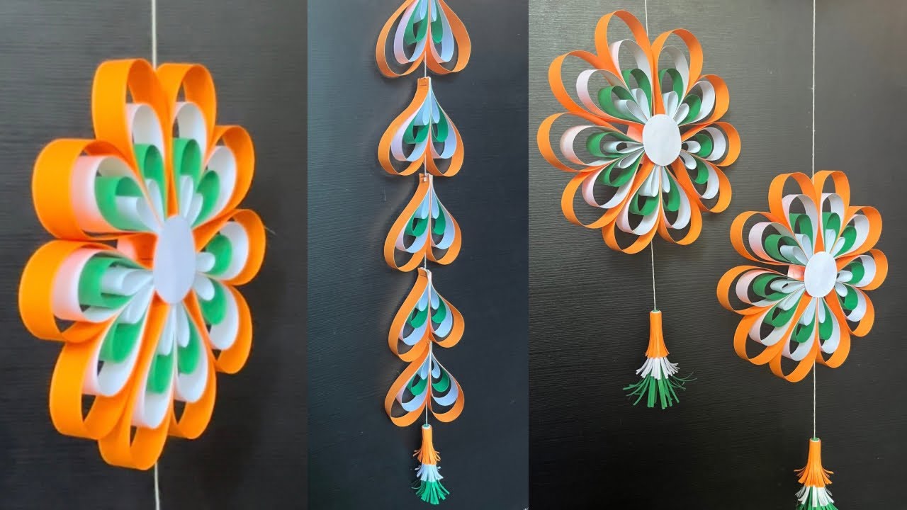 Tricolor paper hangings | DIY Independence day decoration ideas ...