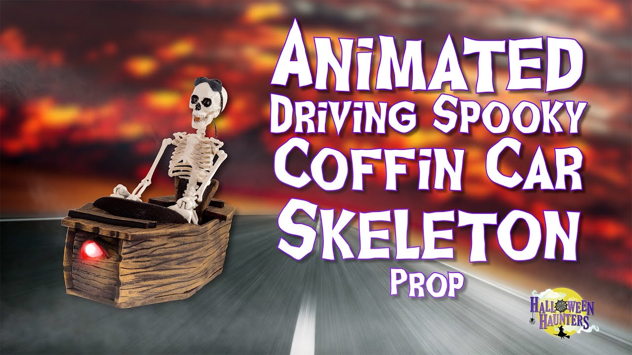 Halloween Haunters | Animated Driving Spooky Coffin Car Skeleton Prop ...