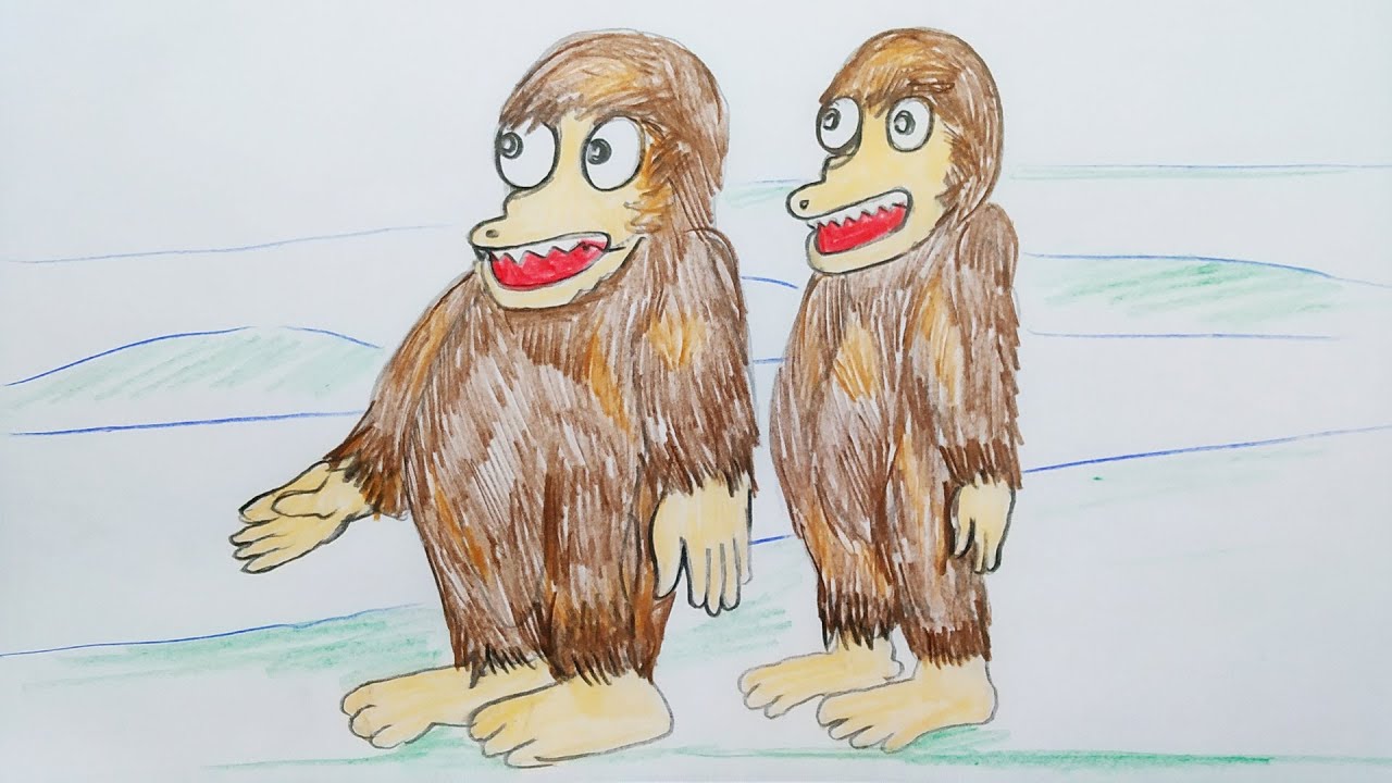 How To Draw Bigfoot Step By Step - Drawing And Coloring Bigfoot For ...