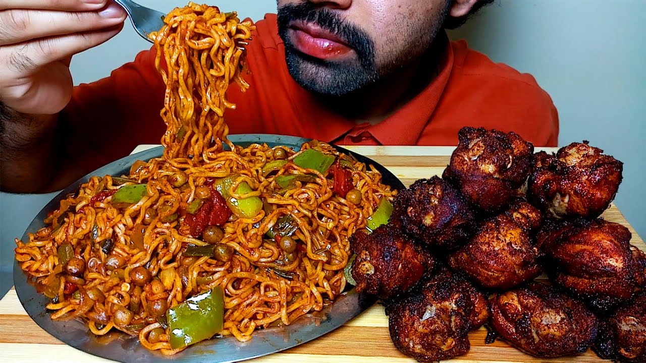 Vegetable Maggi Noodles || Spicy Chicken Fry Eating#HungryPiran - YouTube