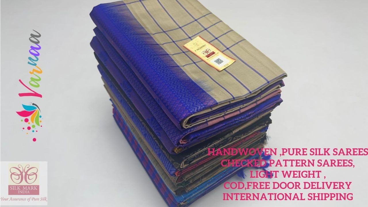 Checked Pattern Pure Silk Sarees | Varnaa Soft Silk Sarees Sirumugai ...