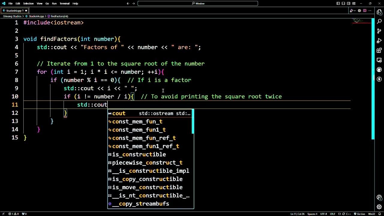 C++ Program to Display Factors of a Natural Number #64 - YouTube