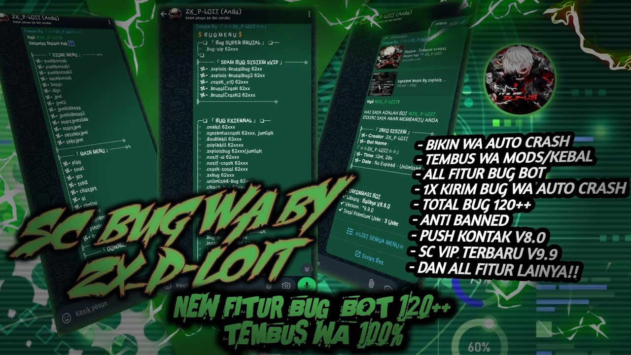 SCRIPT BUG WA V9.9 | TEMBUS WA MOD,IOS/ANDROID | FITUR BUG 999++ |NO ...