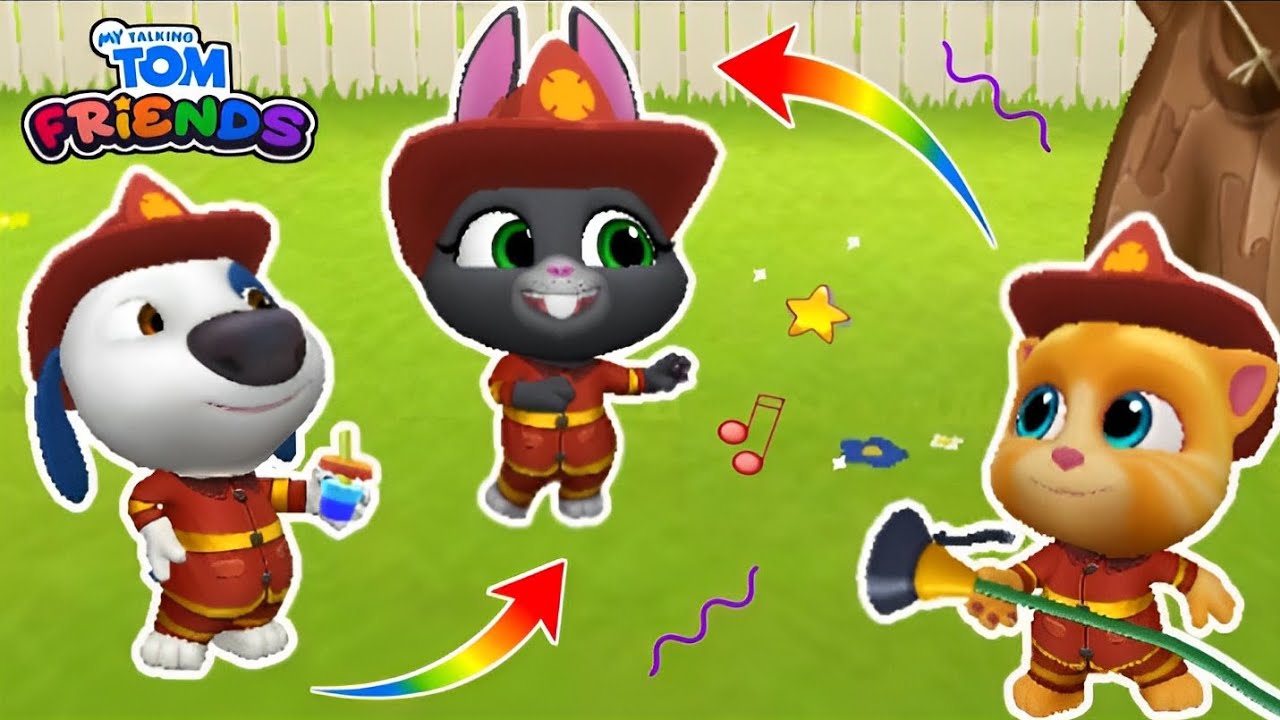 👨‍🚒🔥🚒 Firefighter is in the home🚒🔥🏡 My Talking Tom Friends Gameplay 🎶 ...