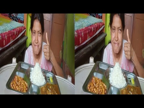 today eating food rice alu buta fry with alu putala curry//eating show ...
